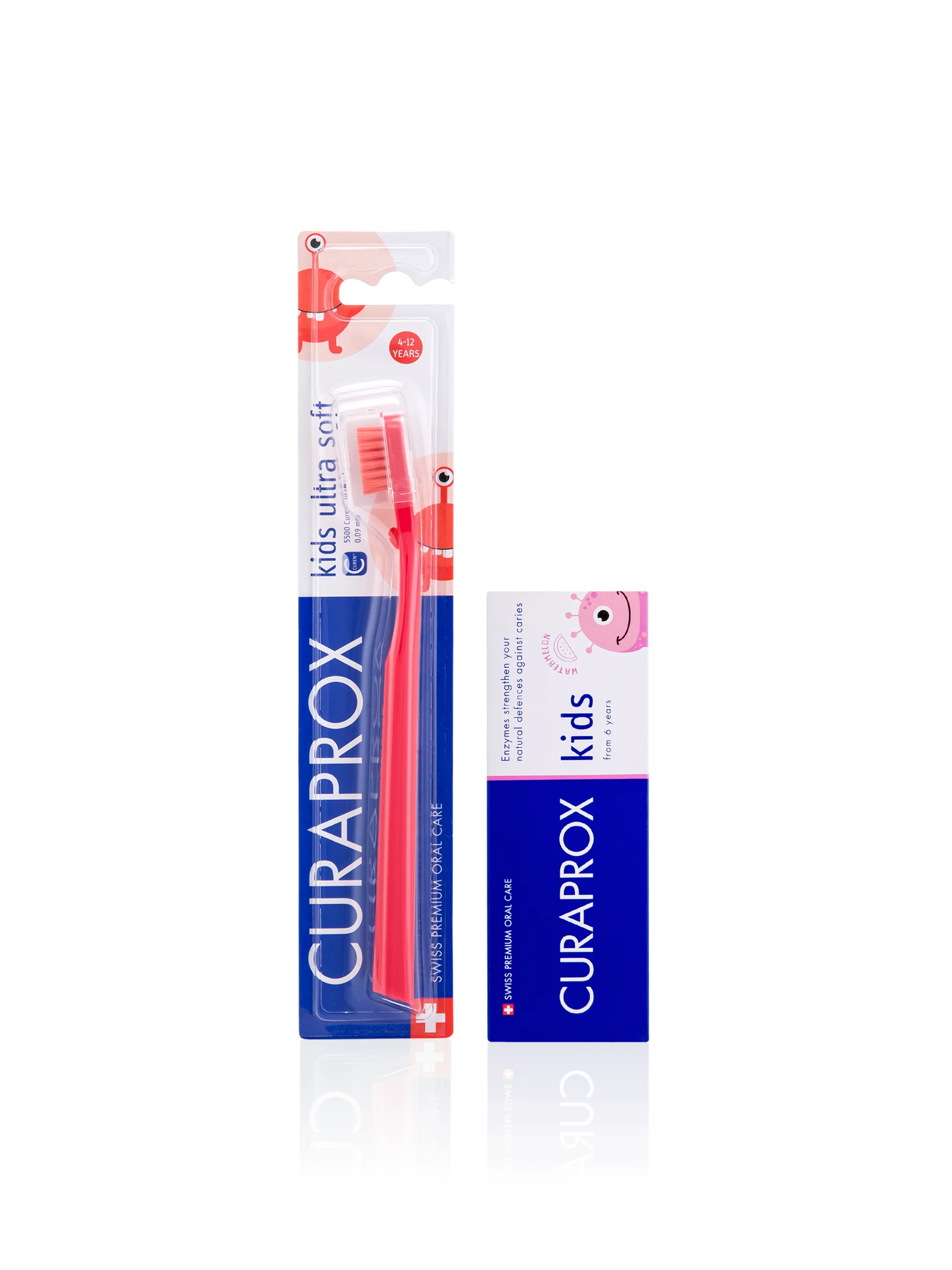Curaprox Kids Dental Set 6+ Yrs Daily Cavity Defense for Healthy Smiles - Bundle (Watermelon Flavor)