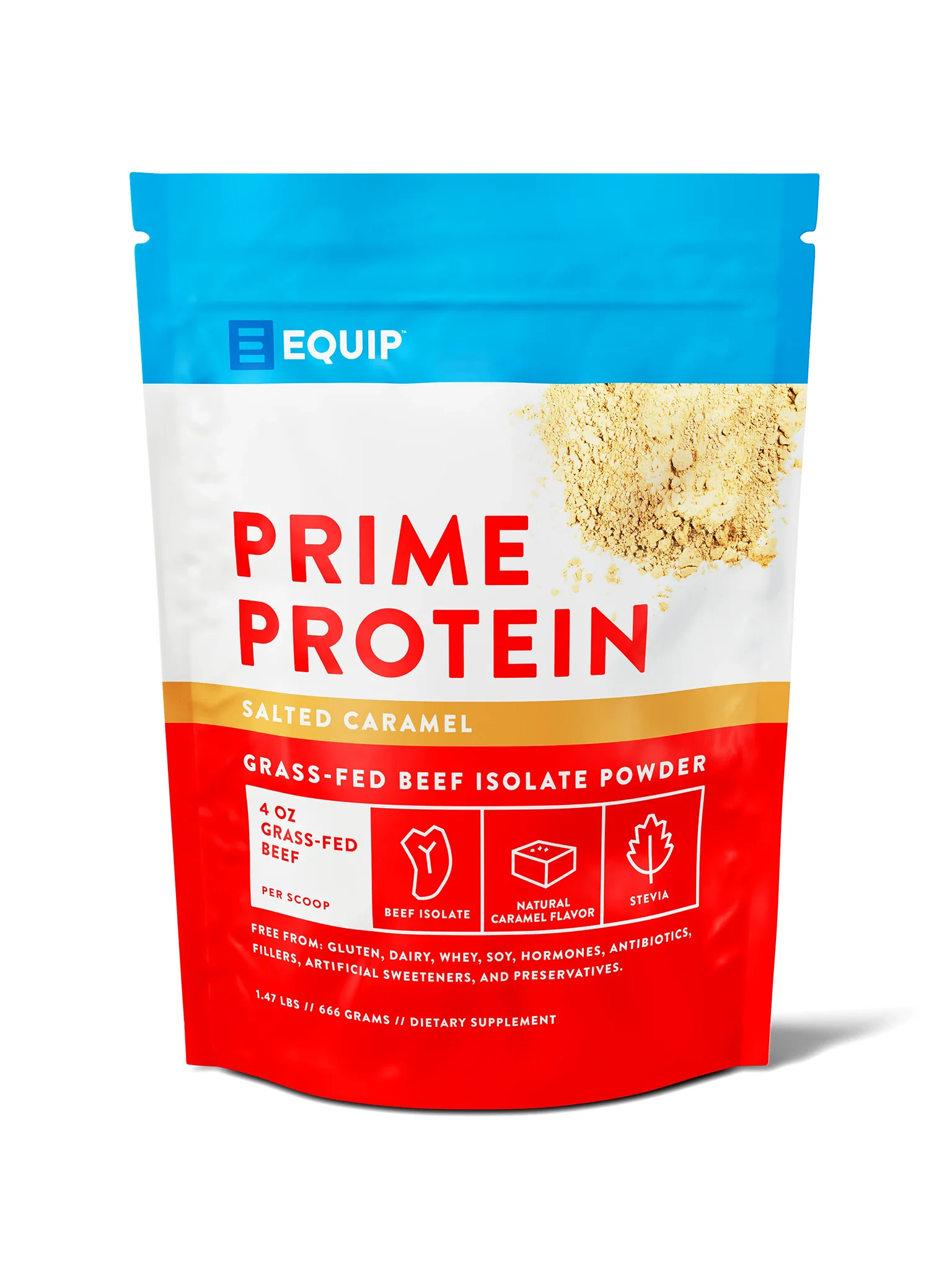 Equip Prime Protein | Grass-Fed Beef Isolate Powder, Clean & Collagen-Rich - Salted Caramel